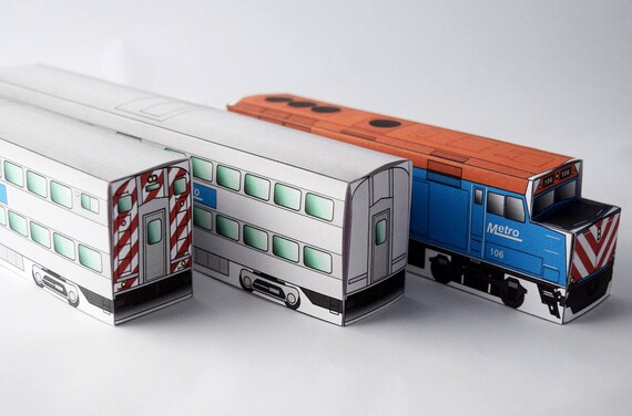 Metro Commuter Train Papercraft Model Set Railway Art Train