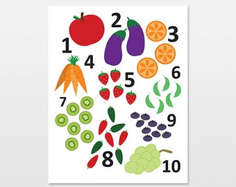 Fruit vegetable art | Etsy