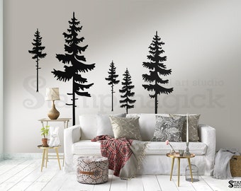 Pine tree wall decal | Etsy