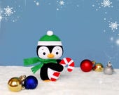 Items similar to Christmas Decorations Penguin Candy Cane Felt Animals ...
