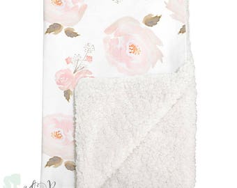 Shabby Chic Pink ToileSherpa Baby Blanket Toile Baby Girl