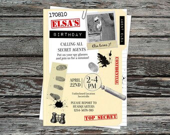 Secret Agent Party Invitations Spy Birthday Invites INSTANT