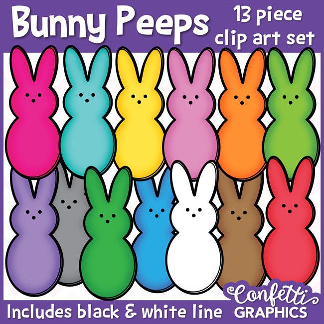 Bunny Peeps Clip Art Set 13 Piece Easter Counting Math