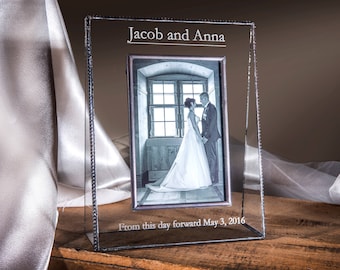 Engraved glass frame | Etsy