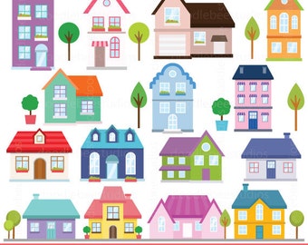 Little Houses Digital Clip Art HOUSES CLIP ART
