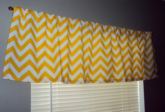 Items similar to 50x14 Modern Chevron Yellow Zig Zag Cotton Valance Window Treatment on Etsy