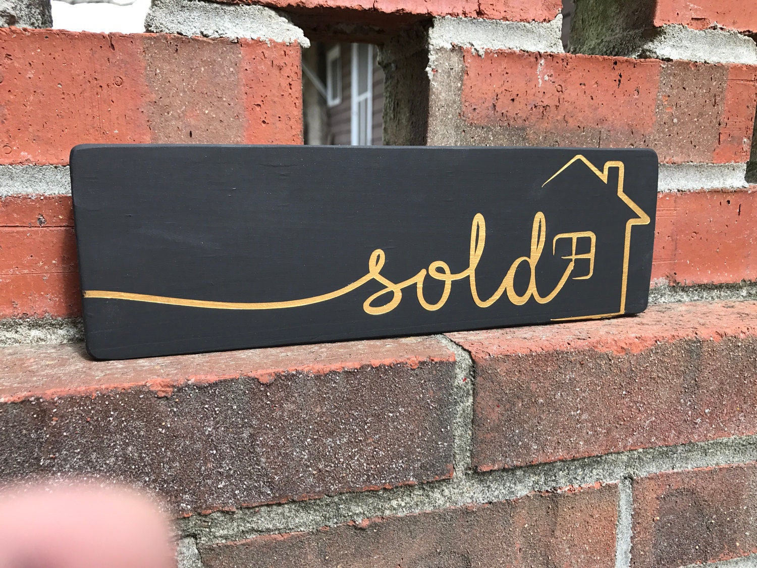 Realtor Sold Sign Photo Prop New home buyer 3.5x11 wood