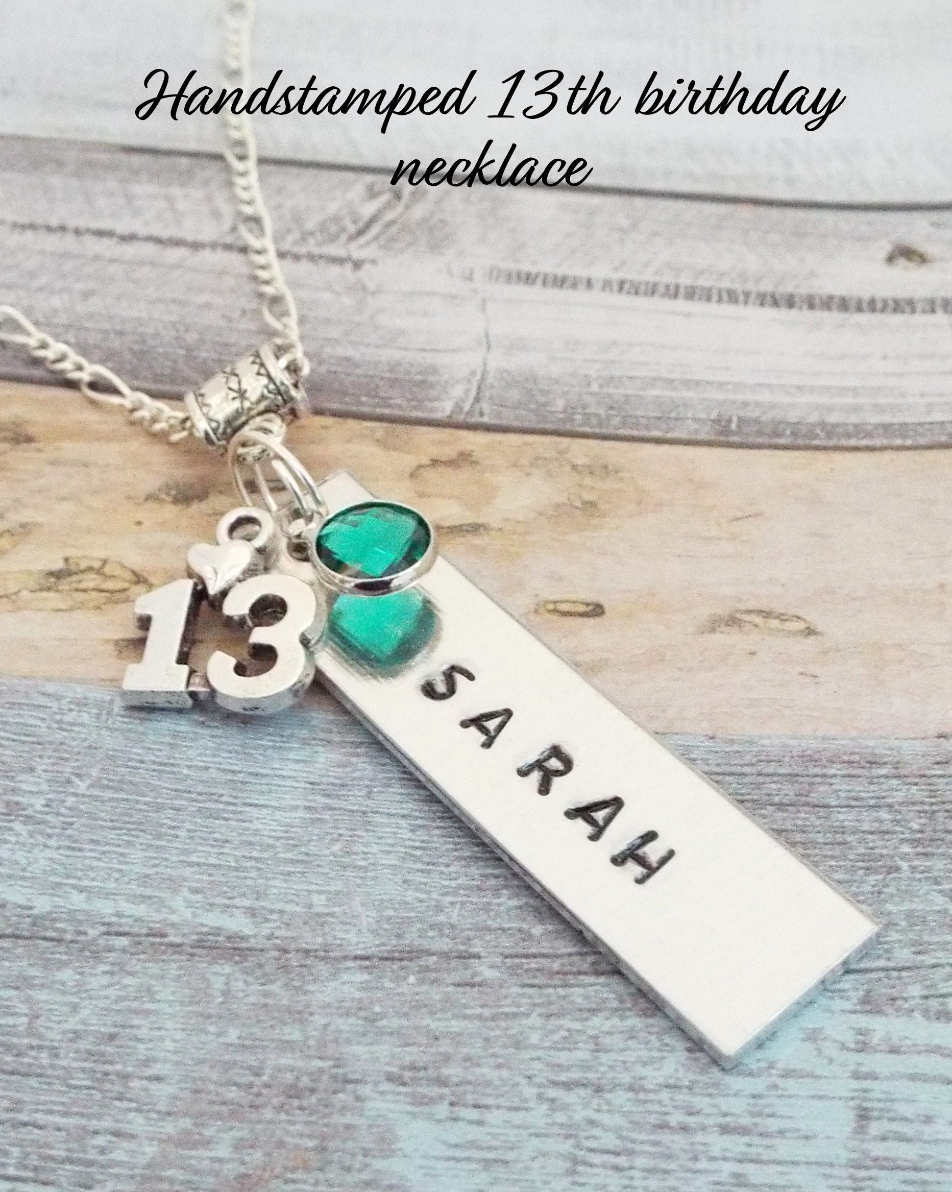 Handstamped 13th Birthday Gift, Gift for 13 Year Old, Personalized ...