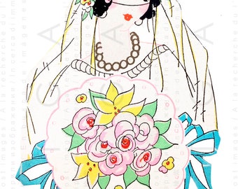 JUNE Bride Mid Century BRIDE Illustration. Vintage Retro