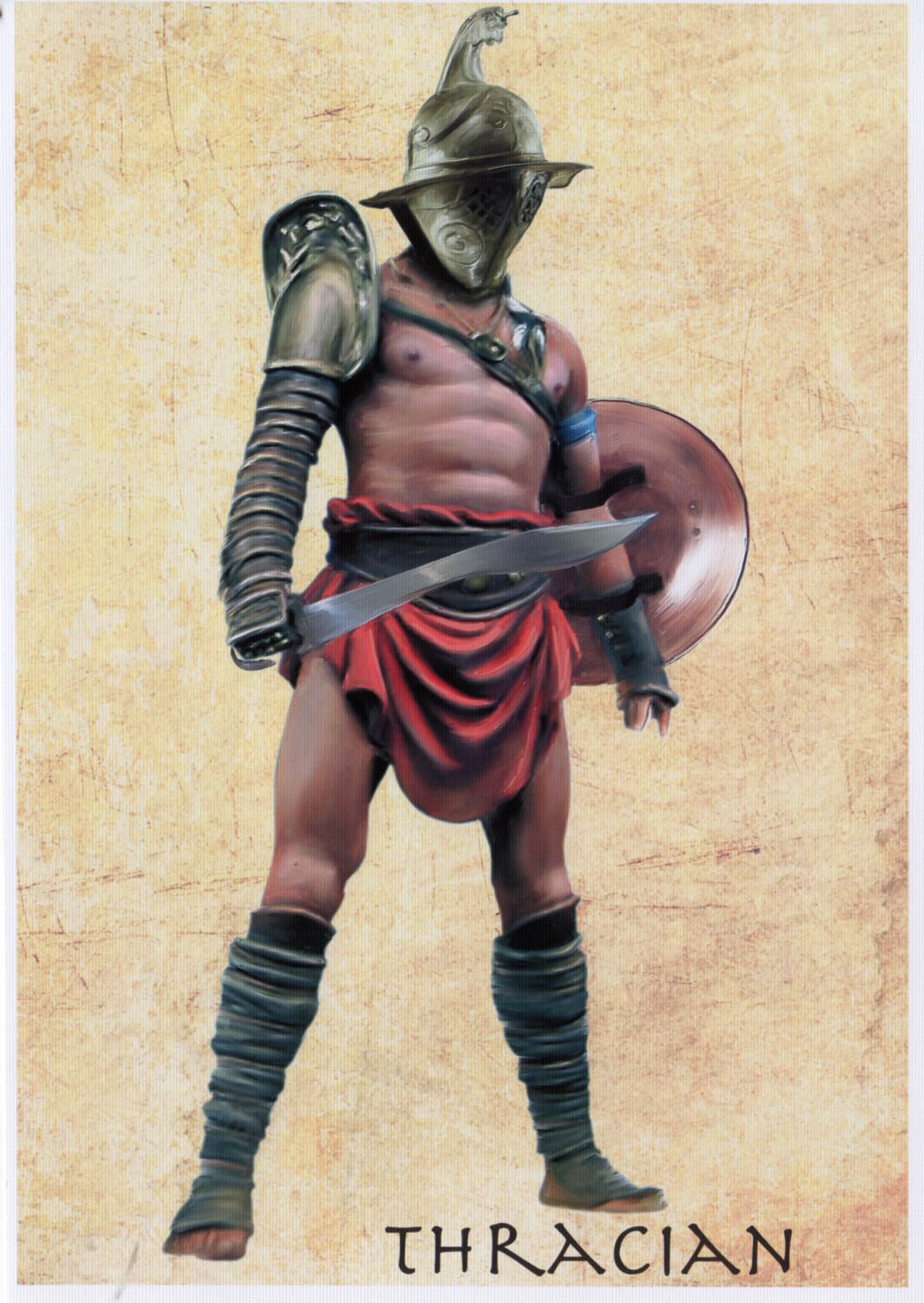 Thracian Ancient Roman Gladiator A5 / A4 canvas paper art