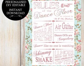 Dance floor rules sign Chalkboard Dance Floor Rules Custom