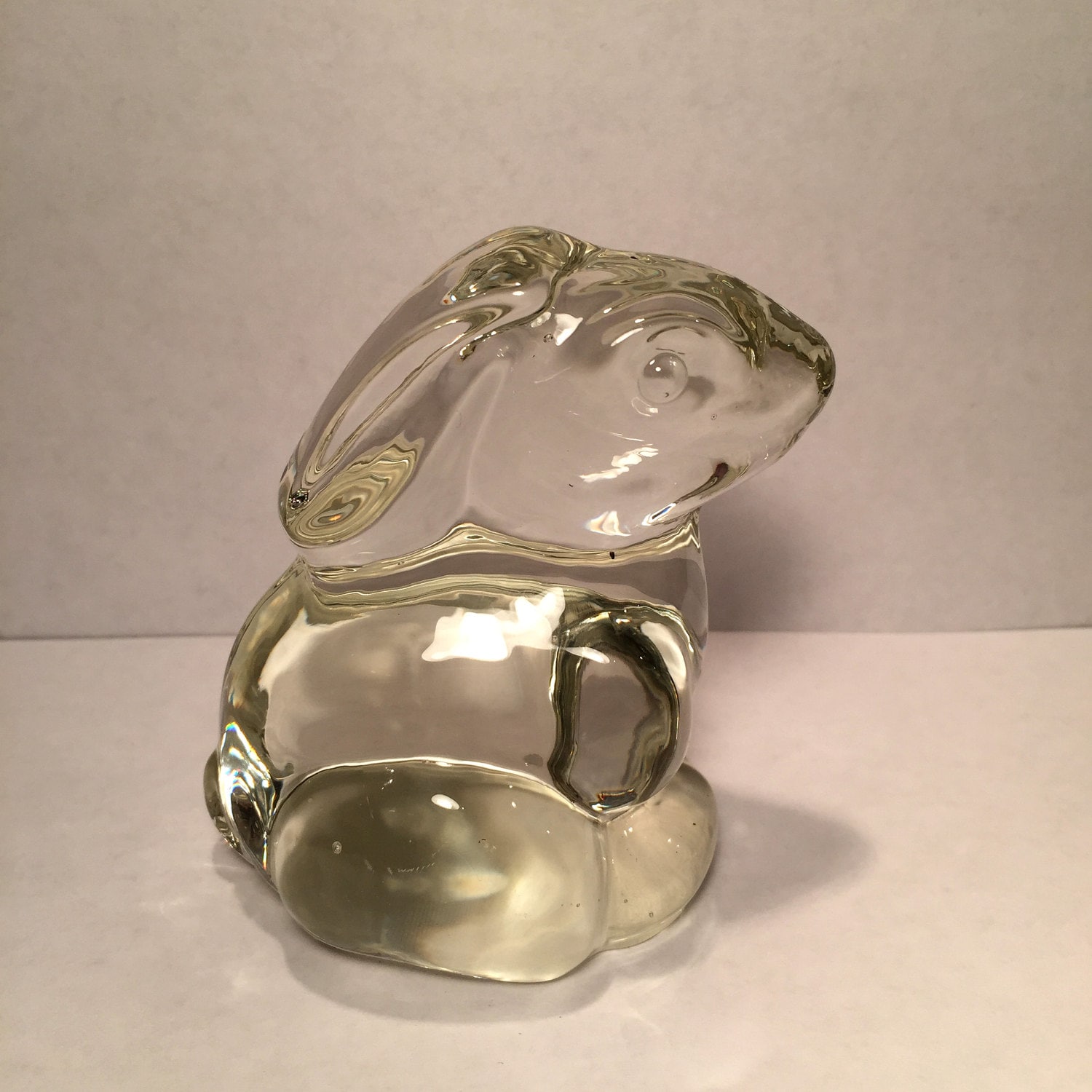 Vintage 1980's Glass Bunny Rabbit Paperweight Figurine