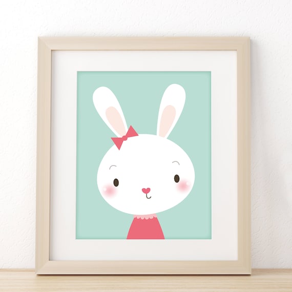 Nursery art print Cute rabbit kids room art baby shower