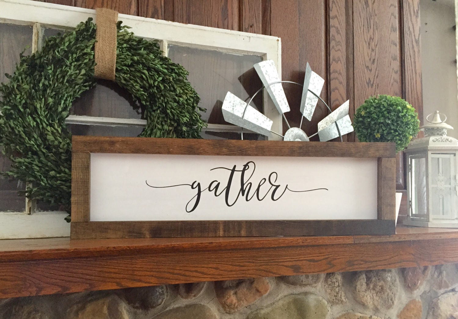 Wooden framed gather sign