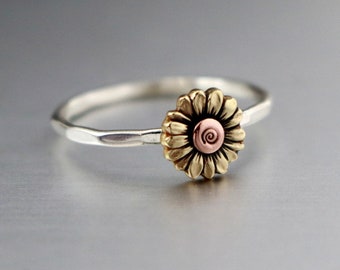 Sunflower Ring Stack Ring Flower Stack Ring Flower Ring