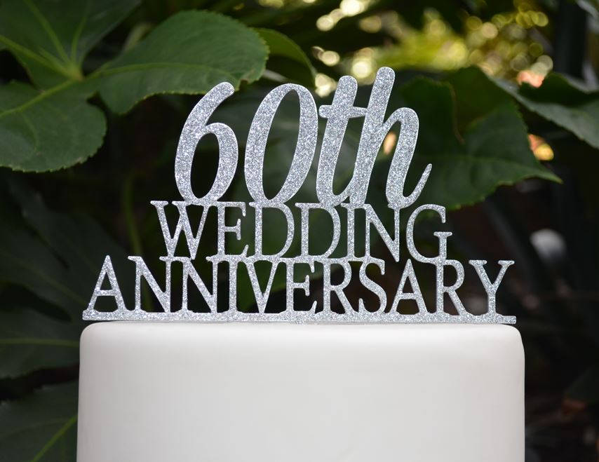 60th Wedding Anniversary Cake Topper Assorted Colours 60th Wedding Anniversary Cake Topper Assorted Colours