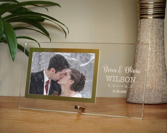 Engraved glass frame | Etsy