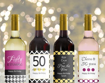 50th birthday labels | Etsy
