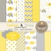 Yellow and Gray / Grey Elephants Digital Papers Baptismal