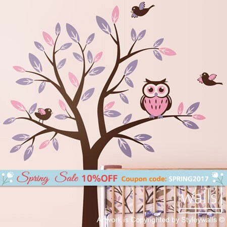 Owl Tree Decal Wall Decal for Nursery Decor Tree with Owl and