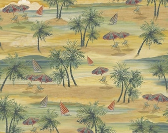 Beach scene fabric | Etsy