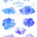 Blue Watercolor Splashes Clipart Hand painted brush strokes