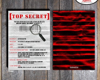 Secret Agent Party Invitations Spy Birthday Invites INSTANT
