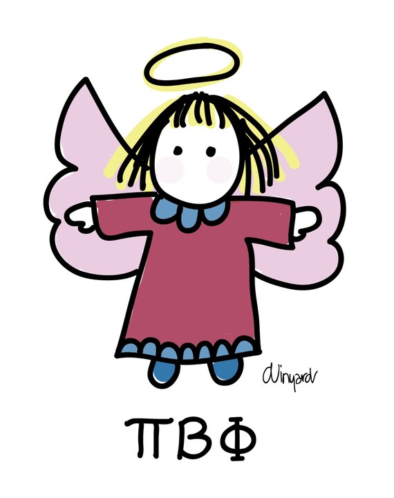 Pi Beta Phi Angel with Greek Letters Sorority Notecard Sets