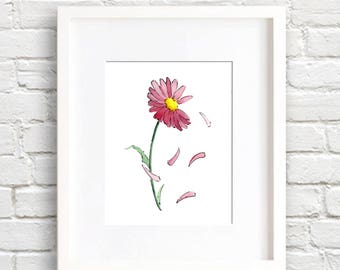 Pink daisy art | Etsy