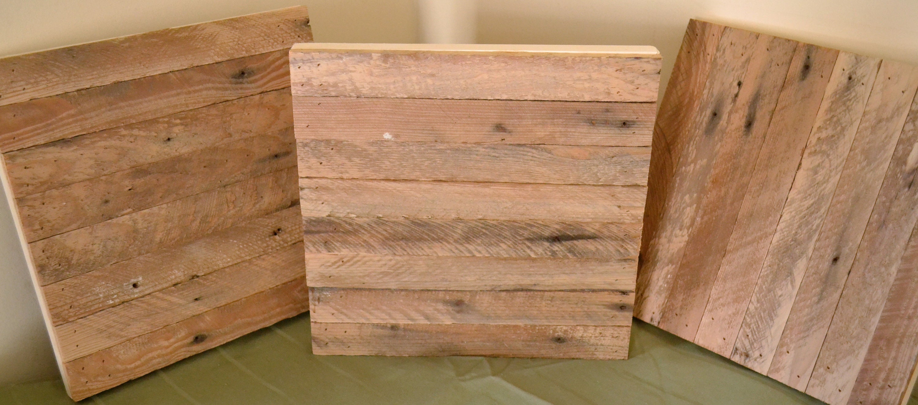 Wood Slat Sign set of 3 Pine 12 x 12 Square
