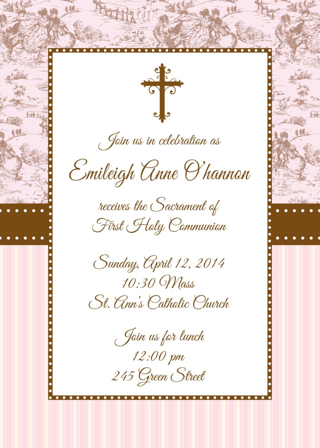 First Holy Communion Invitation First Communion Invitation