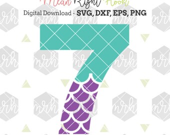 Mermaid number svg | Etsy