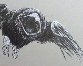Raven drawing | Etsy