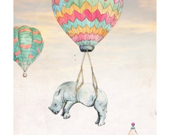 Rhino with balloon | Etsy