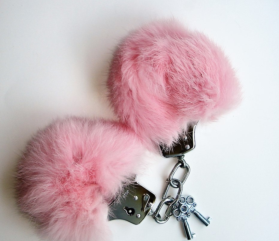 Hand Cuffs Pink Real Rabbit Fur Bdsm Toy Sex Toys Wrist