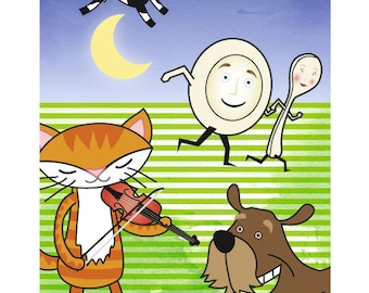 Hey Diddle Diddle Nursery Rhymes Digital clipart set