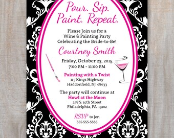 Paint and sip invite | Etsy