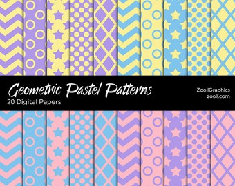 Pretty Pastel Patterns 20 Digital Papers 12x12