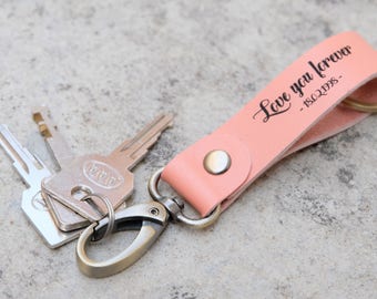 Leather keychain Leather key holder Triangle key fob Small