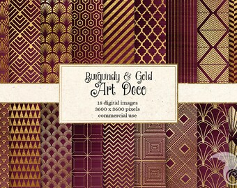 ART DECO Digital Paper: Black & White Gold Art Deco Great