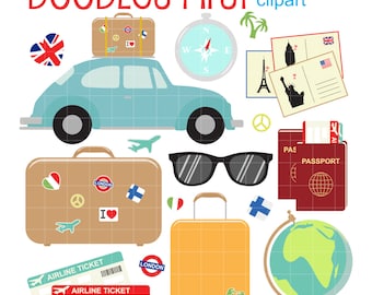 Let's Go Somewhere Travel Digital Clip Art Set: Suitcase