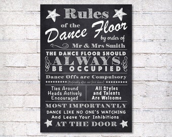 Dance floor rules sign Chalkboard Dance Floor Rules Custom
