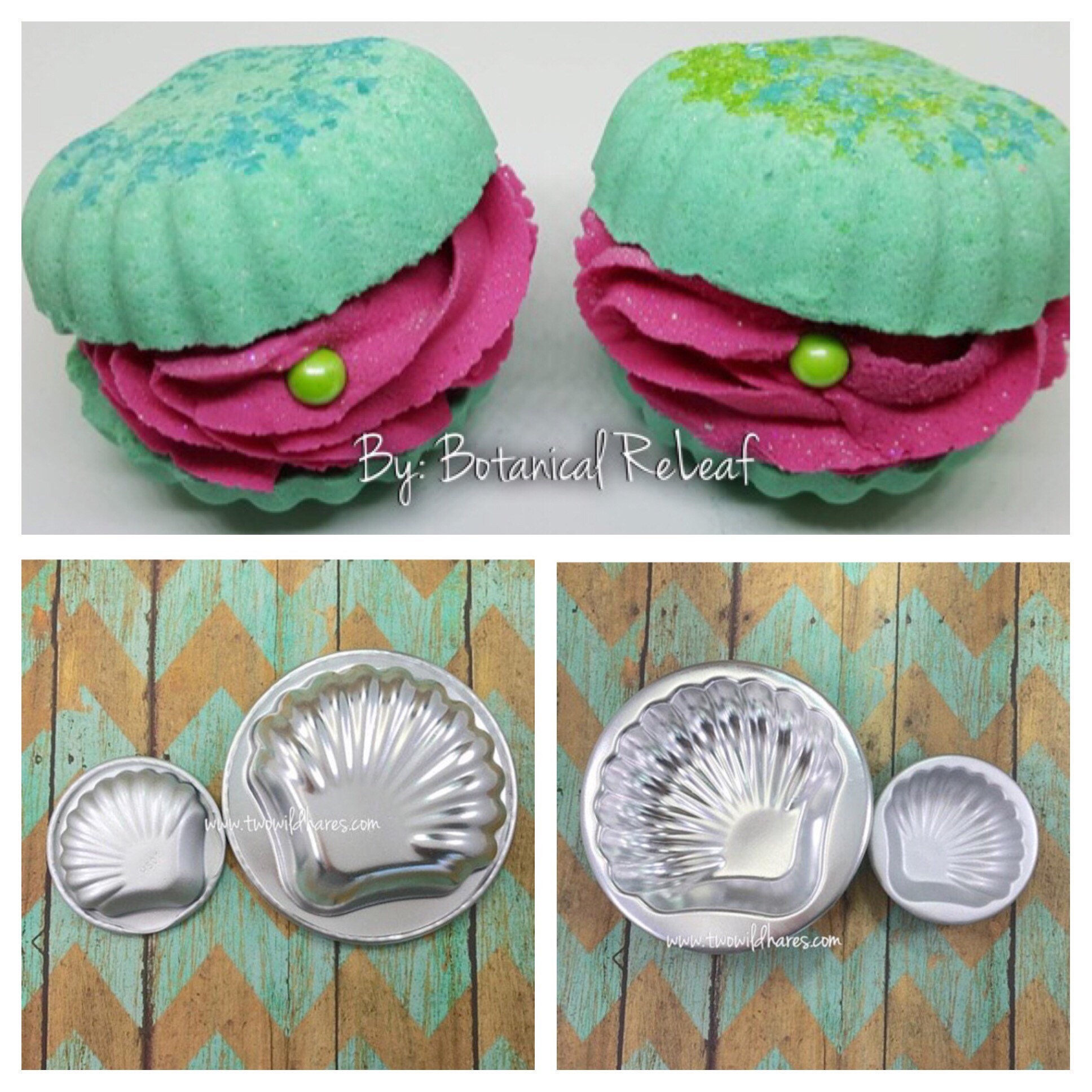CLAMSHELL Bath Bomb Mold Set, Metal, Large & Small Clam Mold, 4 and 2 1 ...