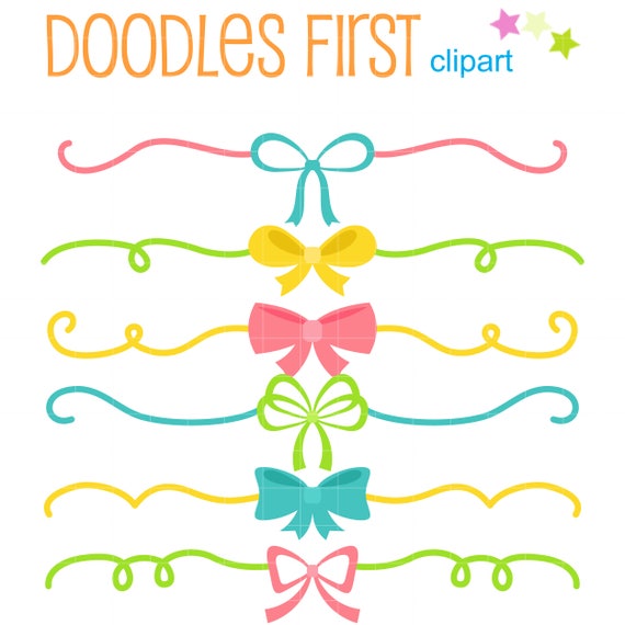 Cute Bow Borders Digital Clip Art for Scrapbooking Card Making