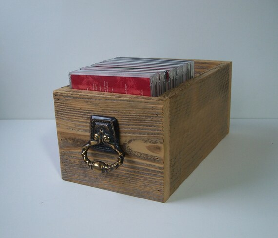 Wood Box Storage Rustic Wood CD Storage Drawer Home Decor