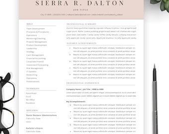 Modern & Professional Resume Template for Word or Mac Pages