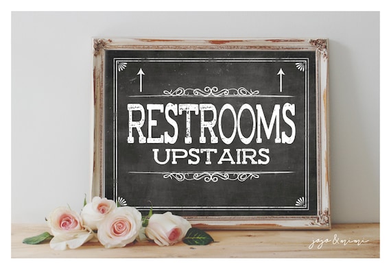 Instant RESTROOMS UPSTAIRS Printable Wedding Party OR Event
