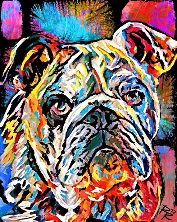 English Bulldog Print Bulldog Painting Dog Art Print