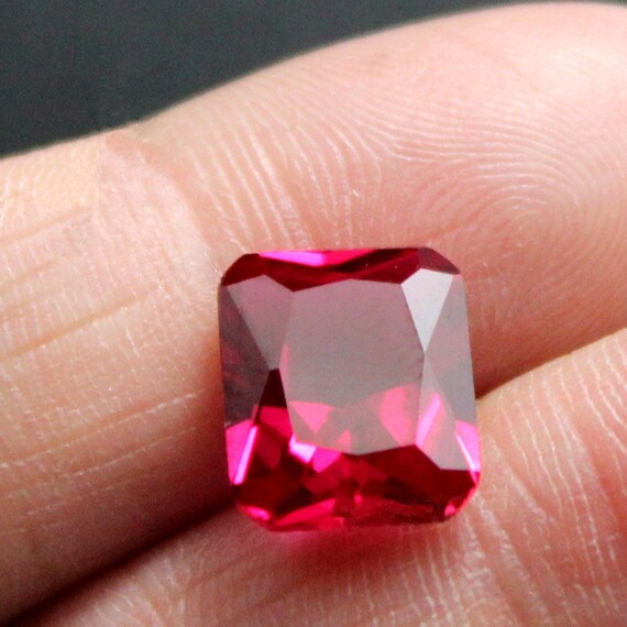 Ruby Rectangle Faceted Gemstone Radiant Cut Ruby Gem 6 Sizes