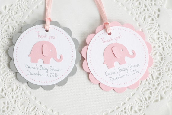 Pink Elephant Tags Thank You TagsBaby Shower Tags
